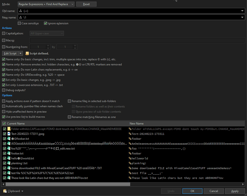 2 rename scripts: Name cleanup (incl. unwanted/hidden Unicode chars) & Capitalize only ALLCAP ...