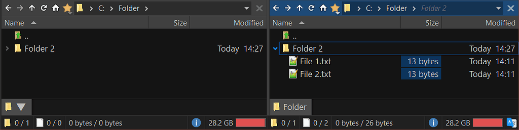 Moving all files from an expanded folder will hide the empty folder ...