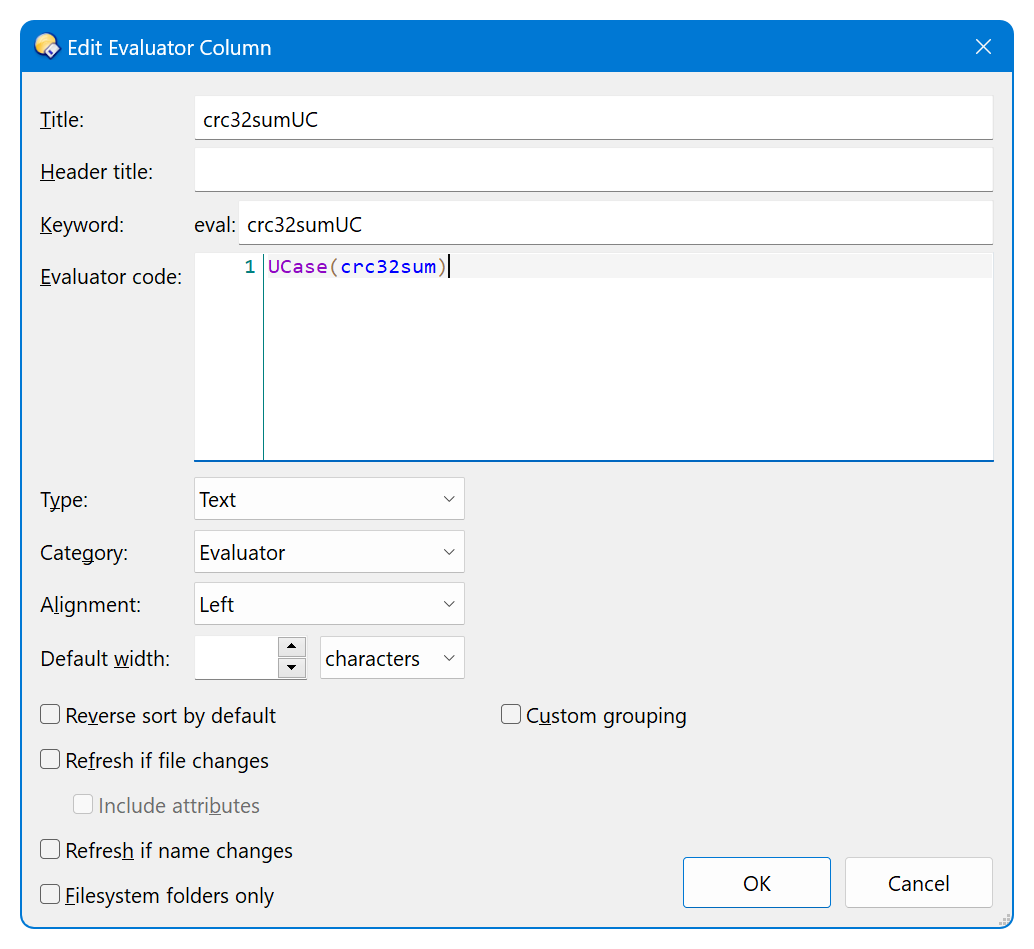 Make Checksums Column Header UPPERCASE - Help & Support - Directory ...
